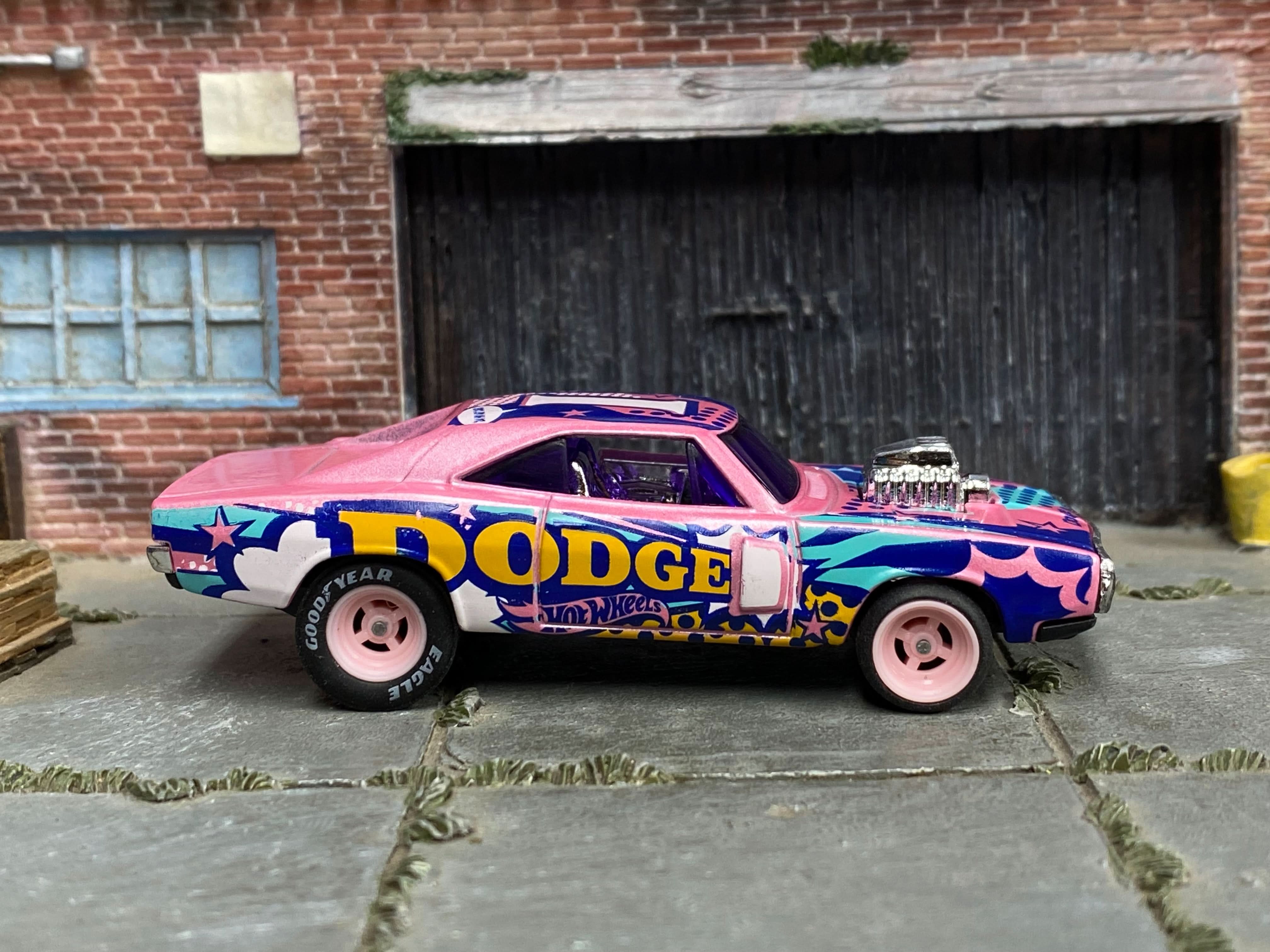 Custom Hot Wheels - 1969 Dodge Charger - Pink Art Car - Pink Mag Wheel ...